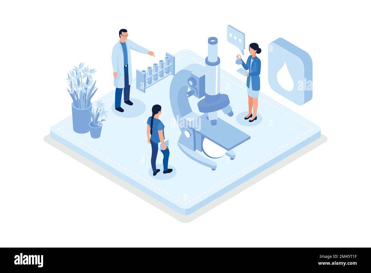 Laboratory doctor or chemist testing patients urine and blood samples ...