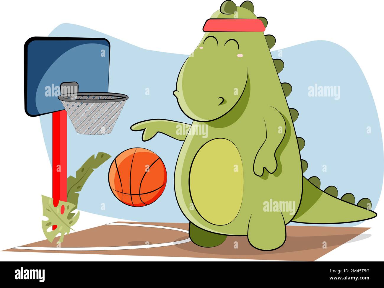 Dinosaur showing off his basketball skills in illustration Stock Vector ...