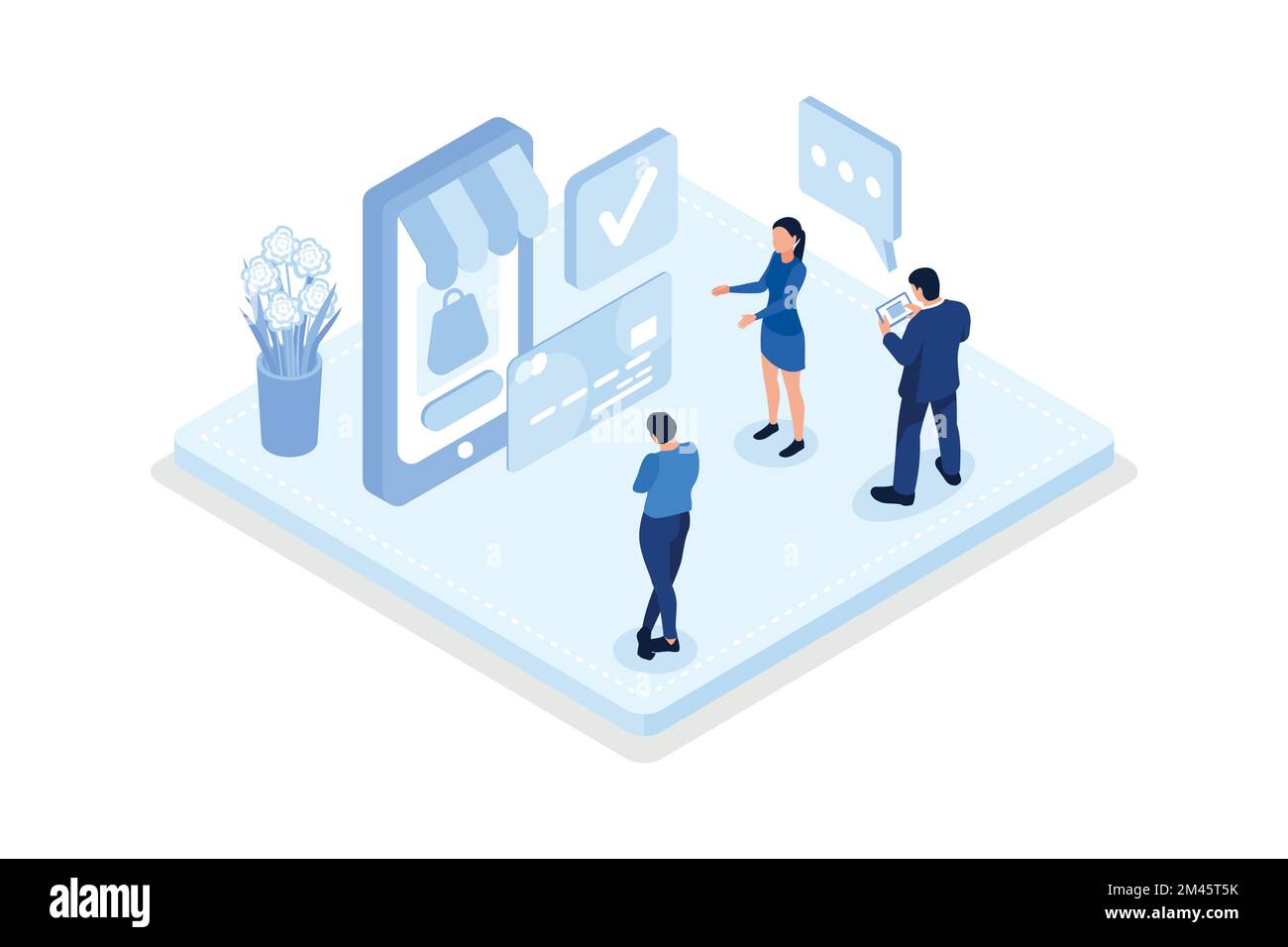 Characters paying with online by electronic bank transfer, Cash and electronic payments concept ...