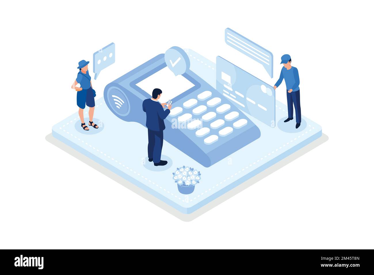 Characters paying with credit card, Cash and electronic payments concept, isometric vector ...