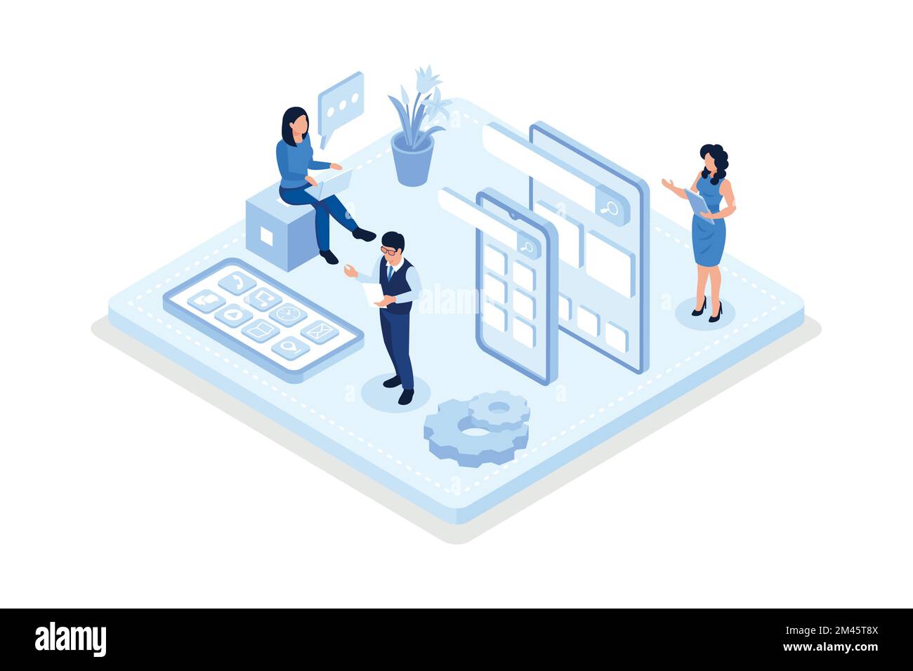 Developers Prototyping Ui Design And User Experience Concept Isometric Vector Modern 1857