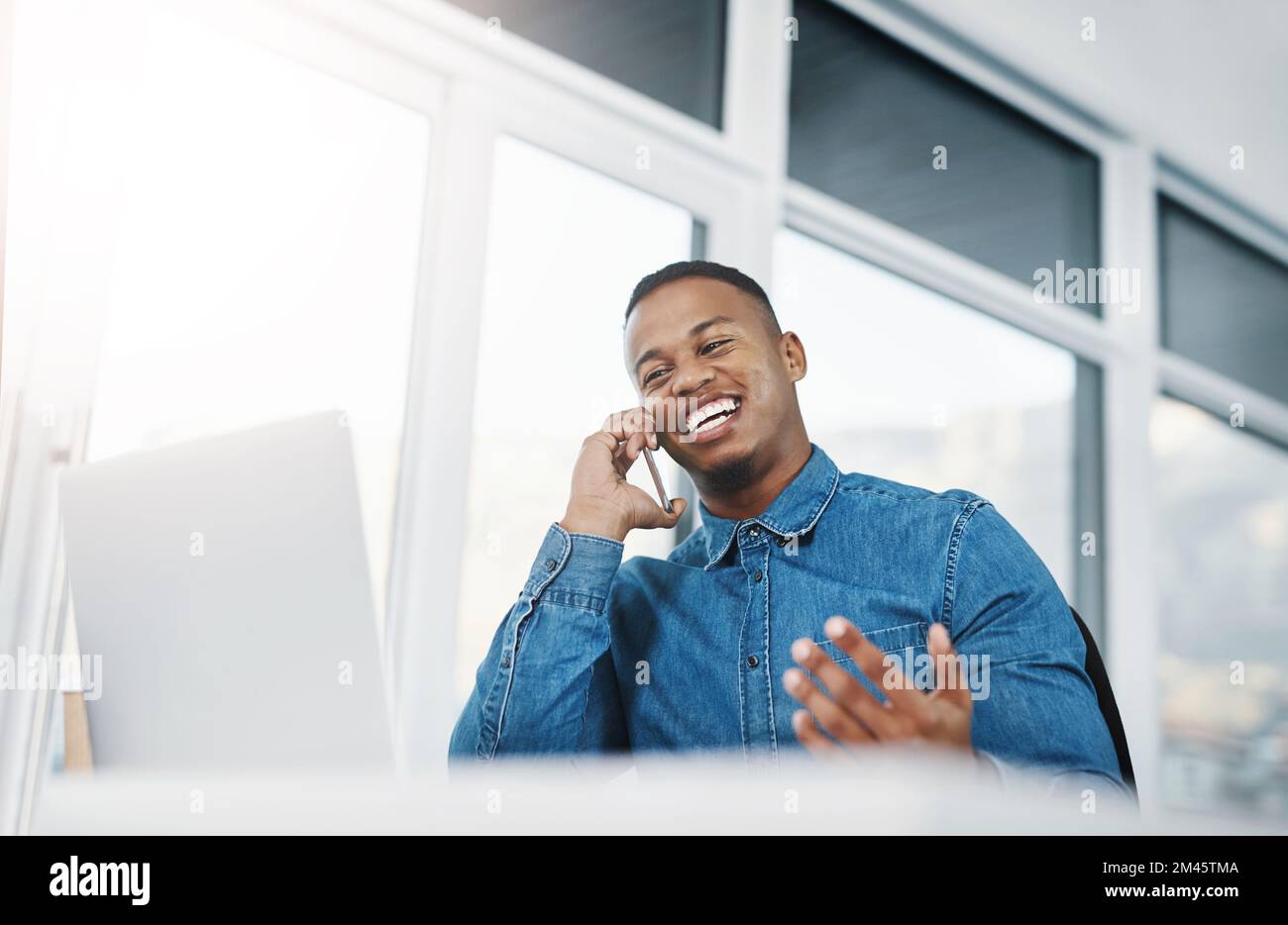 I told you, your business is in safe hands. a young businessman taking ...