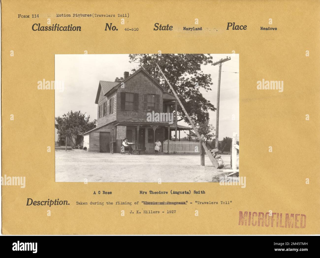 A. C. Rose and Mrs. Theodore (Augusta) Smith During Filming of ...