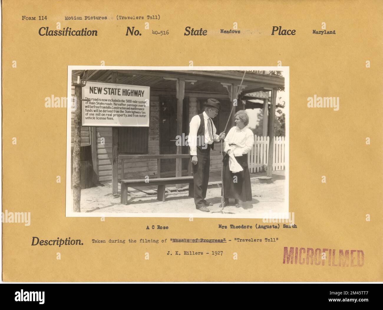 A. C. Rose and Mrs. Theodore (Augusta) Smith During Filming of ...