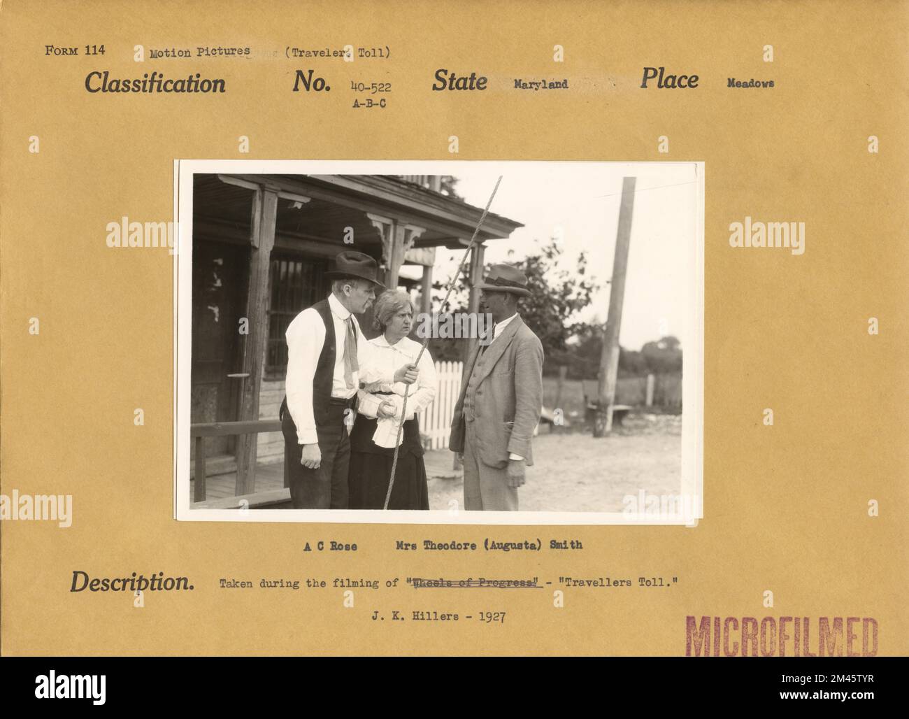 A. C. Rose and Mrs. Theodore (Augusta) Smith During Filming of ...