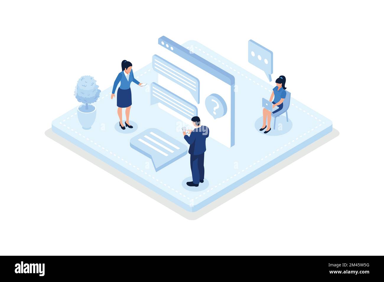 Characters using online helpdesk platform, Customer support, isometric vector modern ...
