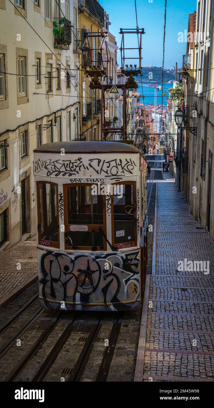 Elevador da Bica, Bica funicular, Chiado, Lisbon, Portugal Stock Photo ...