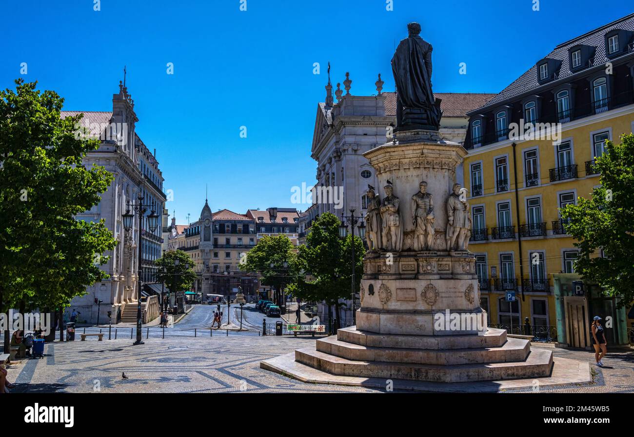 Camoes monument in Luis de Camoes Square, Chiado, Lisbon, Portugal ...
