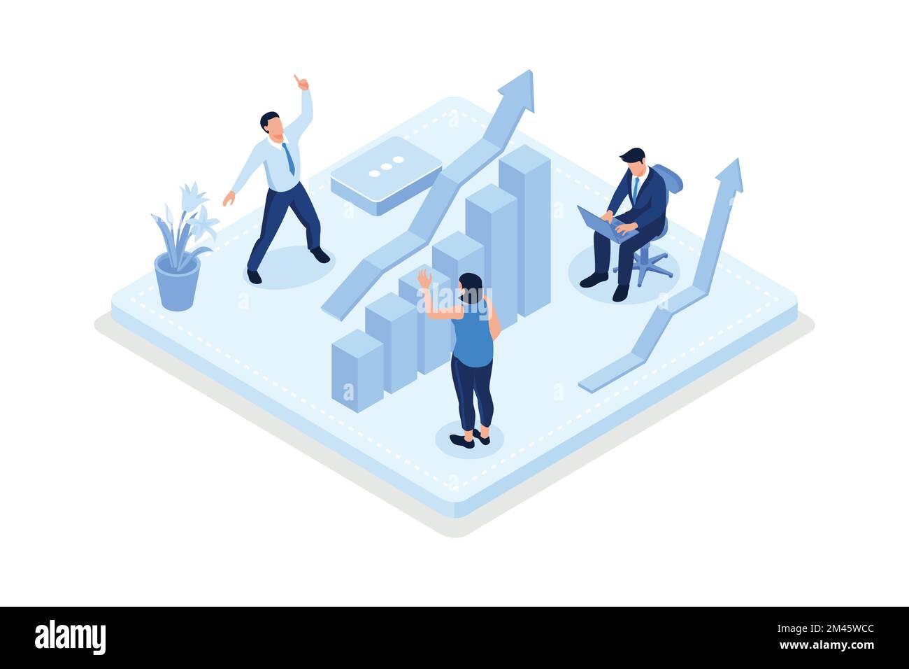 Characters analyzing marketing data. Business activities concept ...