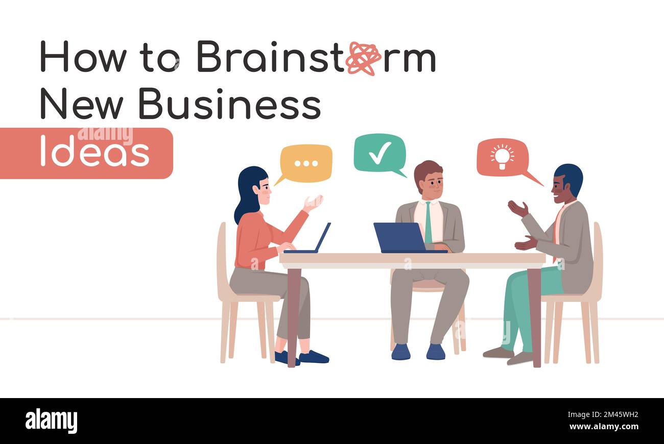 How to brainstorm new business ideas flat vector banner template Stock ...