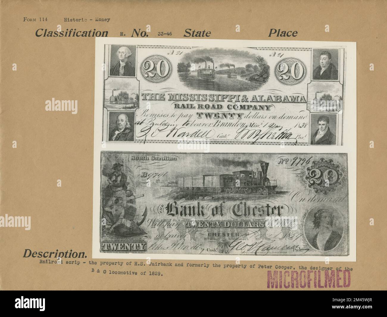 Railroad Scrip. Original caption: Railroad scrip - the property of H. S ...