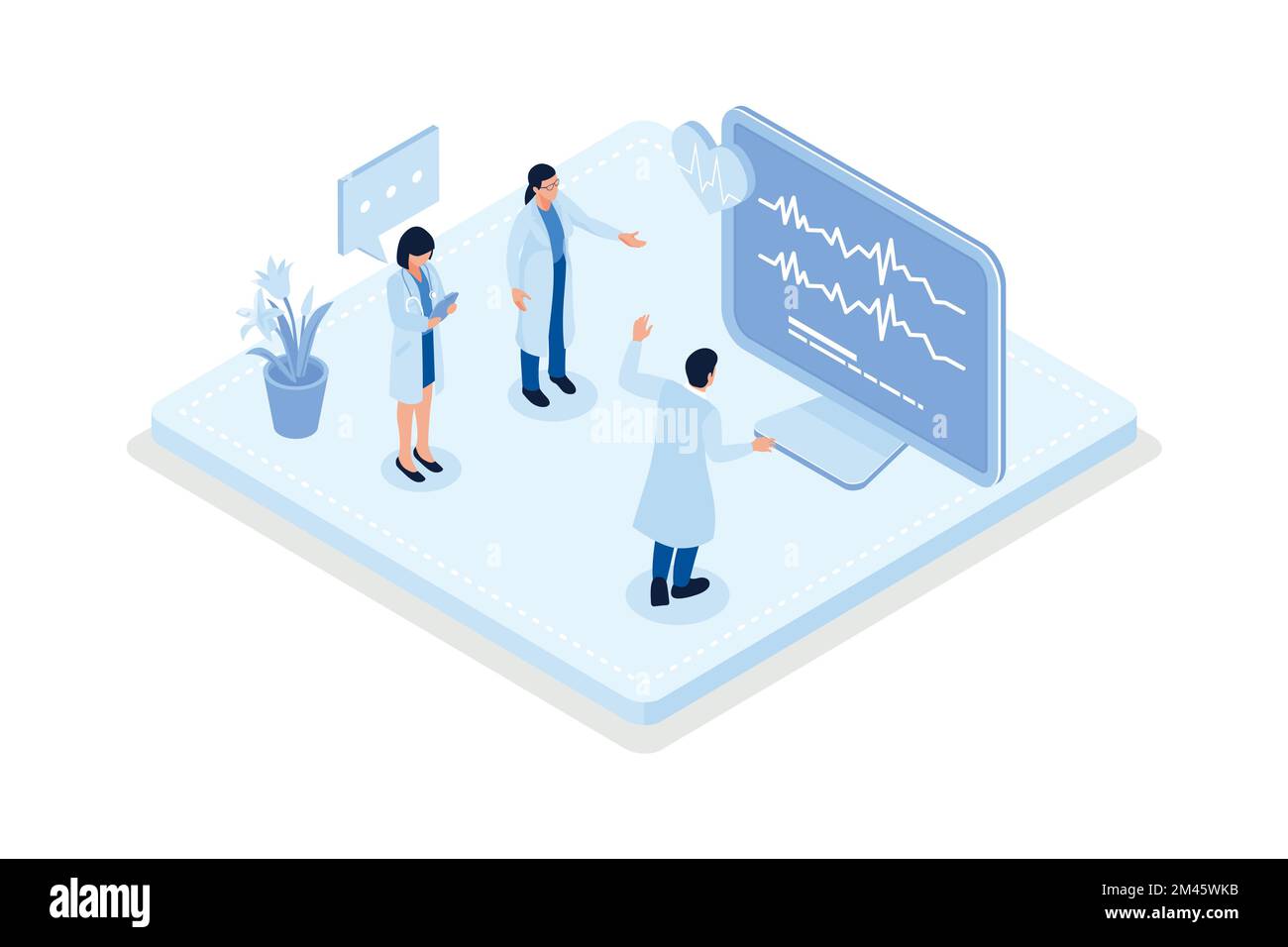 Doctor checks blood pressure and examine cardiogram and pulse on EKG ...