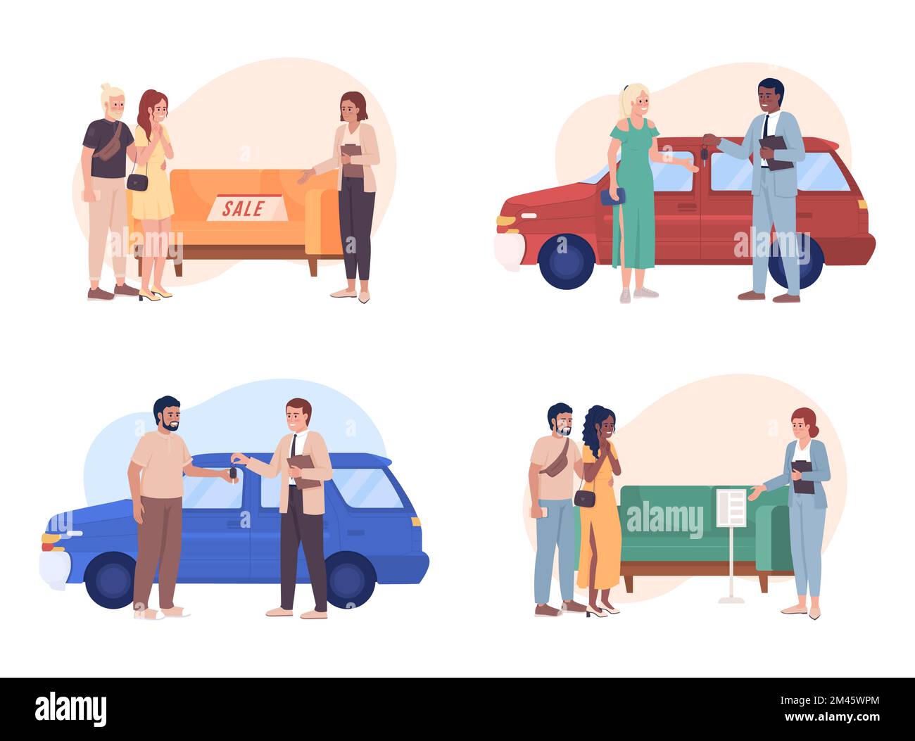 Happy owners 2D vector isolated illustrations set Stock Vector Image & Art - Alamy