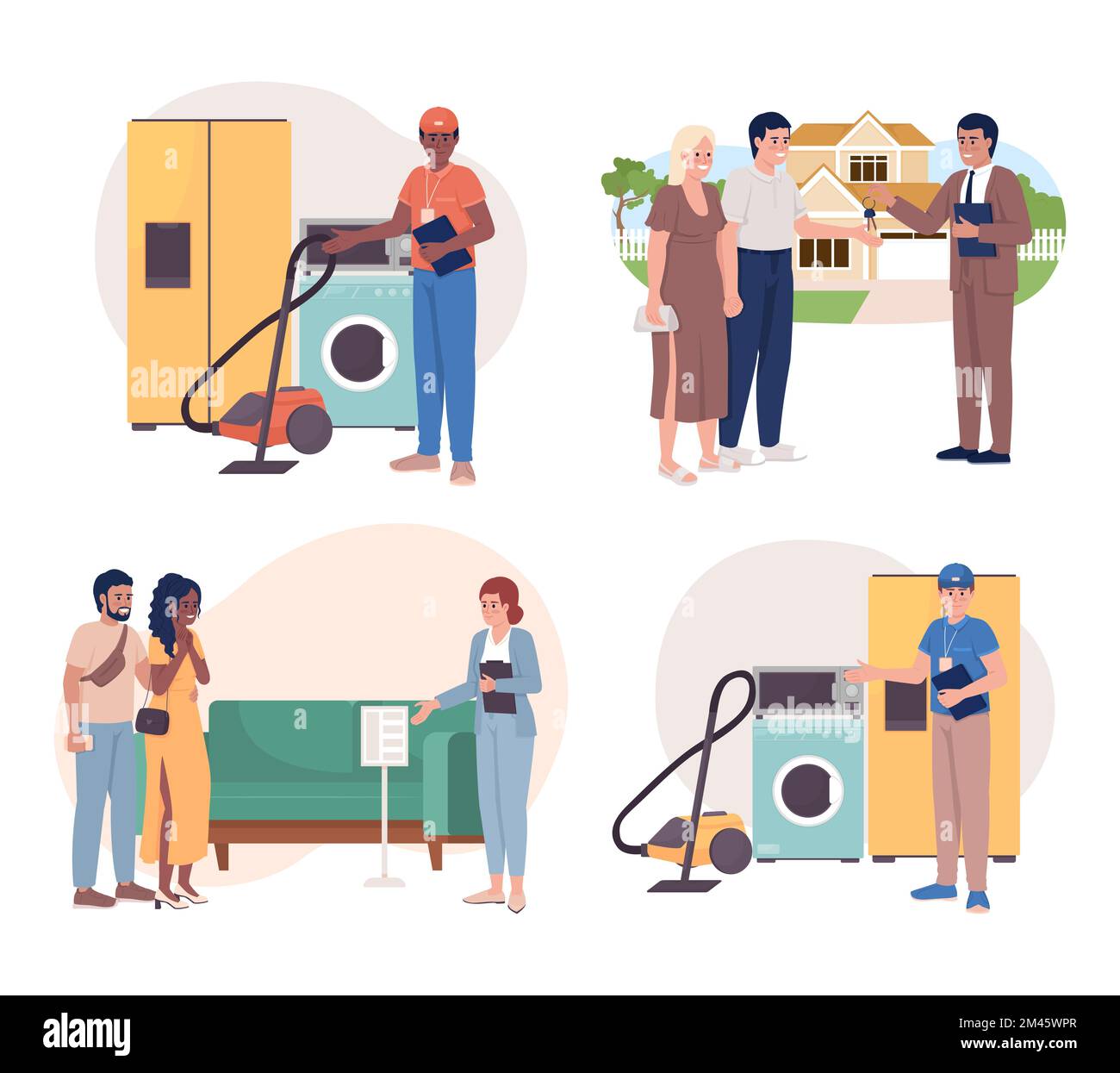 Seller consultant 2D vector isolated illustrations set Stock Vector ...