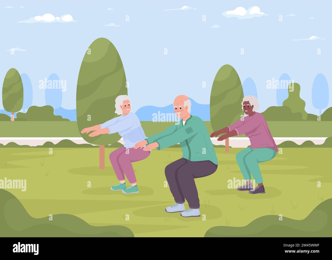 Elderly man exercising Stock Vector Images - Alamy