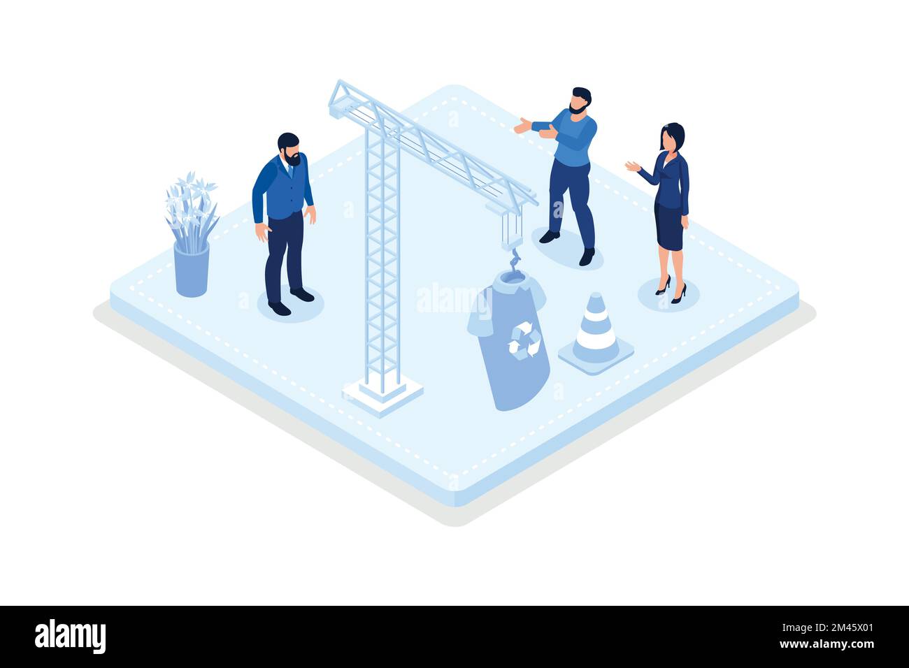 Characters selling old clothes on flea market or second hand, isometric ...