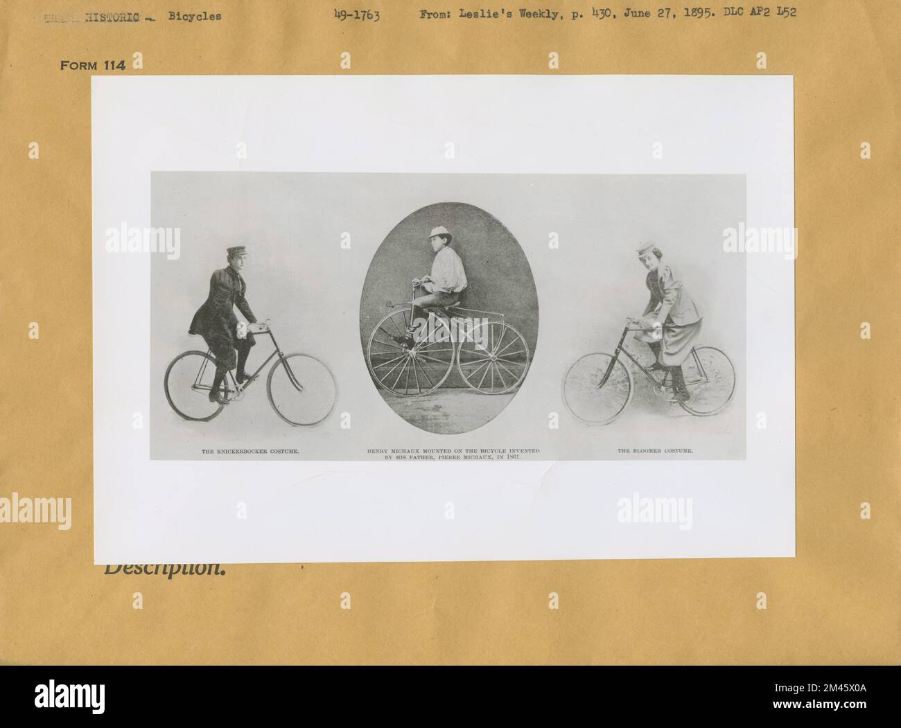 Henry Michaux Mounted on Bicycle, Knickerbocker and Bloomer Costumes ...