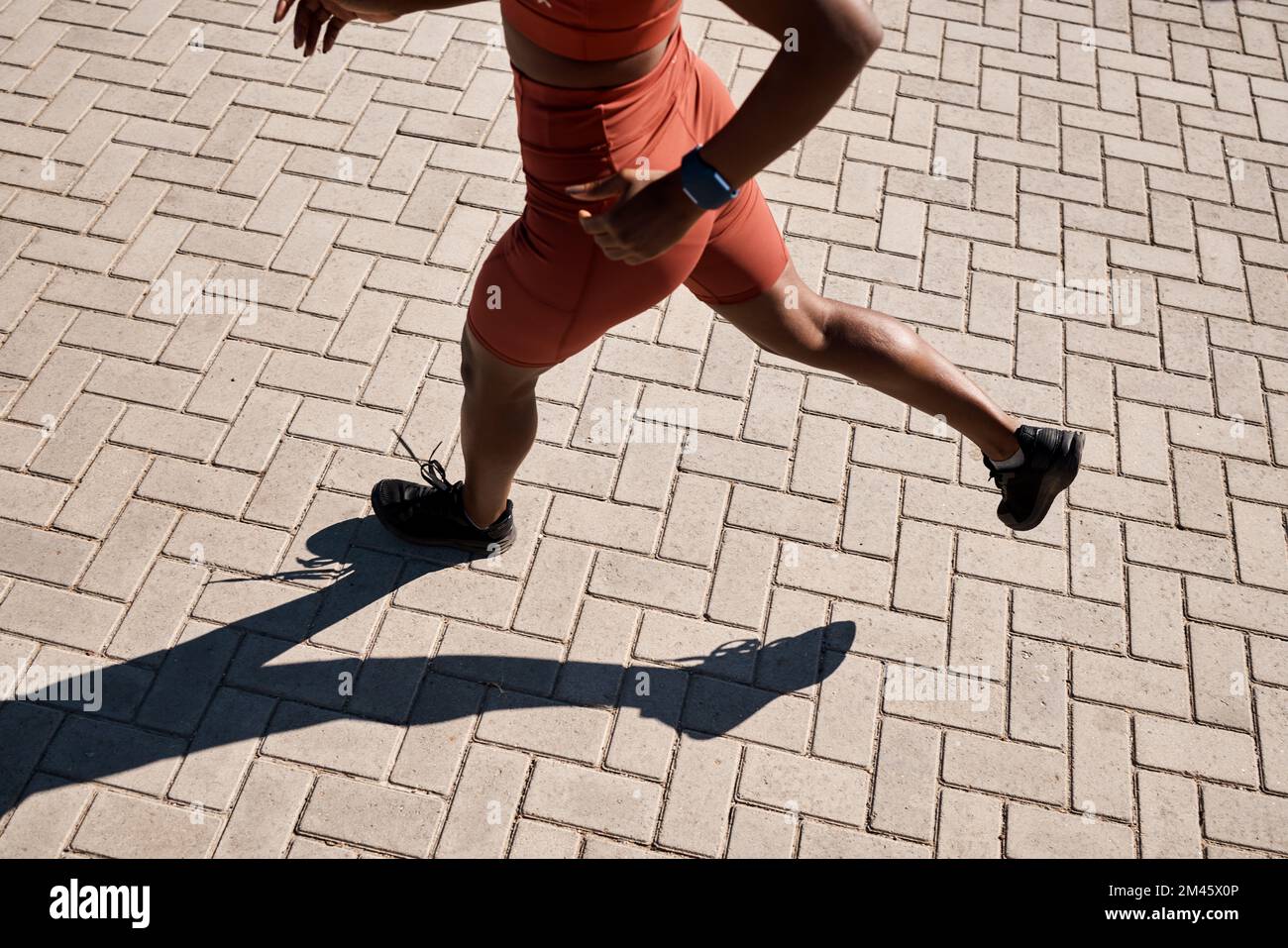 Black woman running for fitness, exercise workout or training for ...