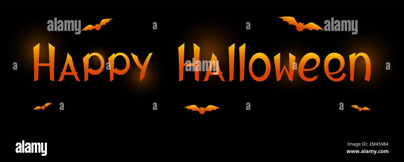 Happy Halloween banner. Flying bats. Vector illustration Stock Vector ...