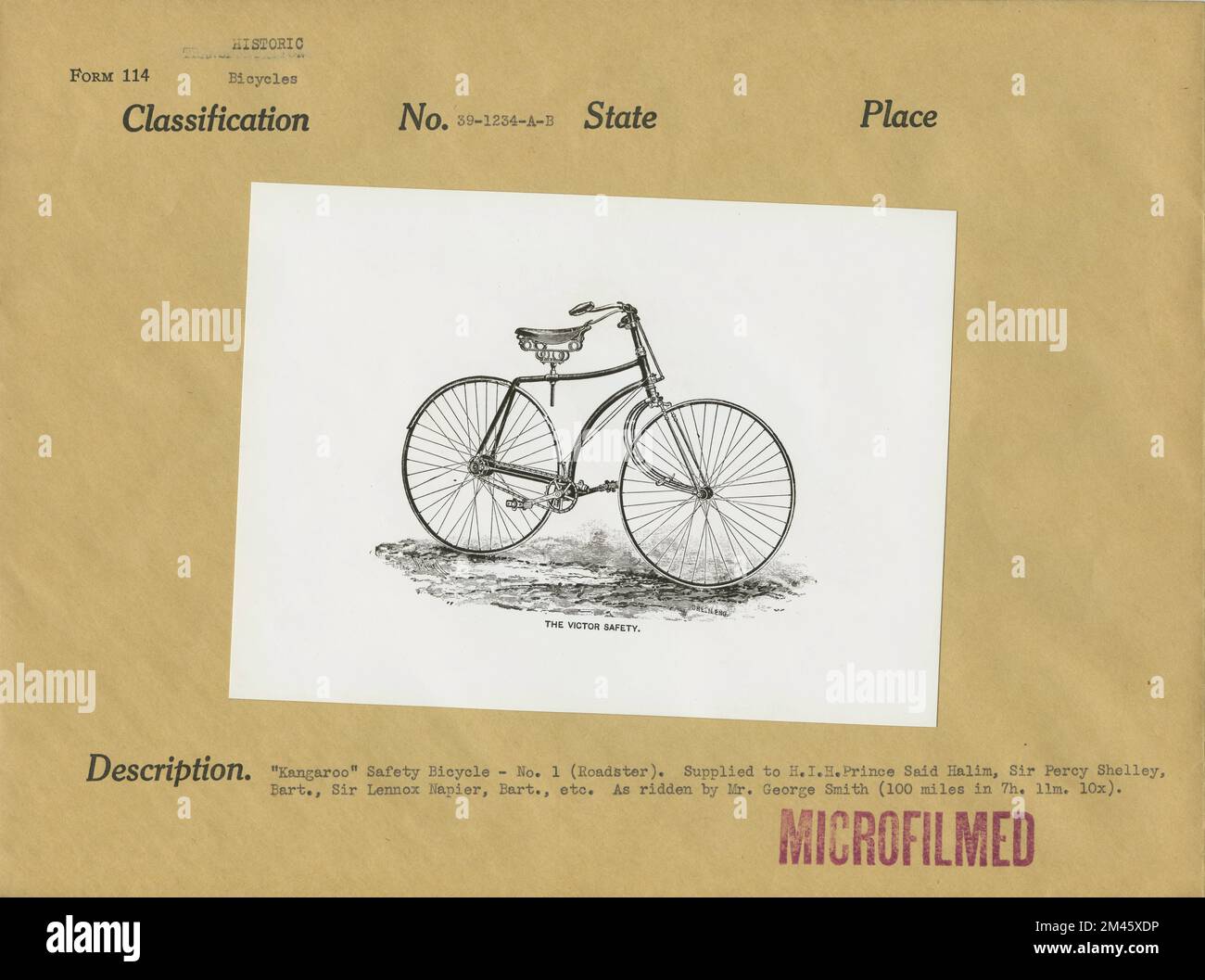 "Kangaroo" Safety Bicycle - No. 1 (Roadster). Original caption ...