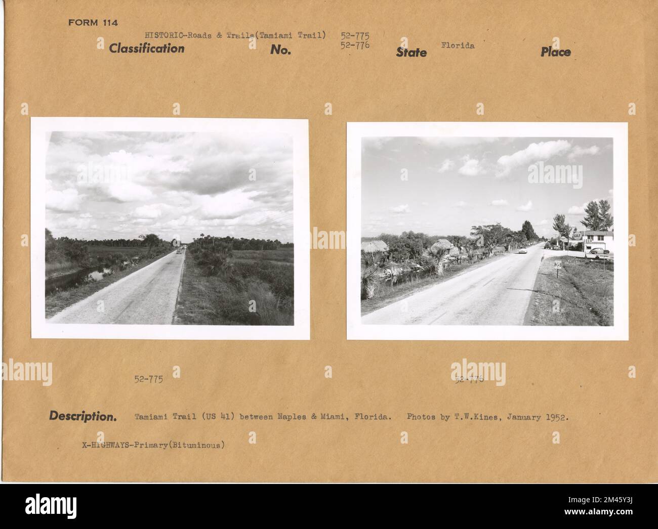 Tamiami Trail (U.S. 41) Between Naples and Miami, Florida. Original ...