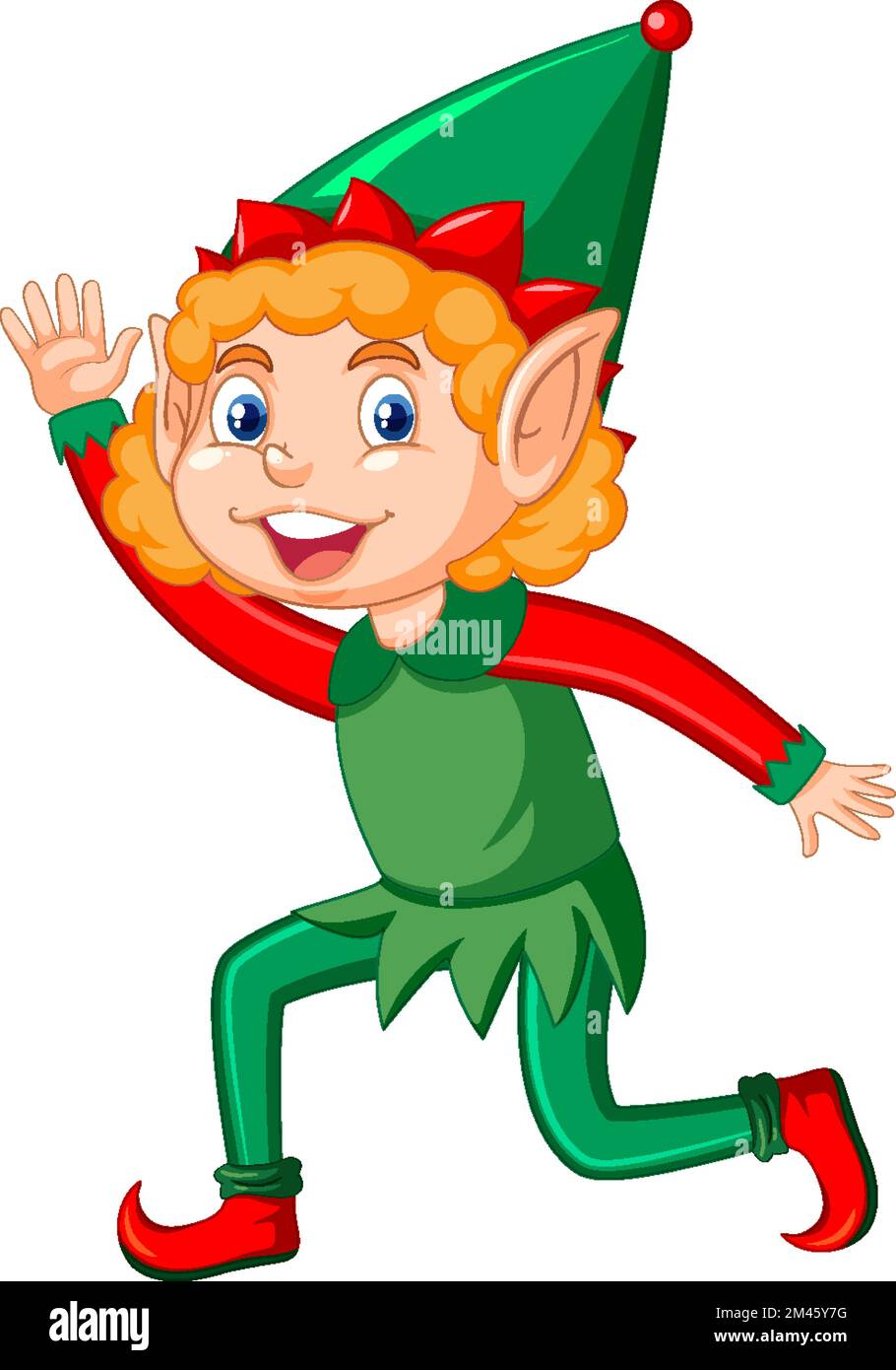 Cute kid wearing elf costume cartoon illustration Stock Vector Image ...