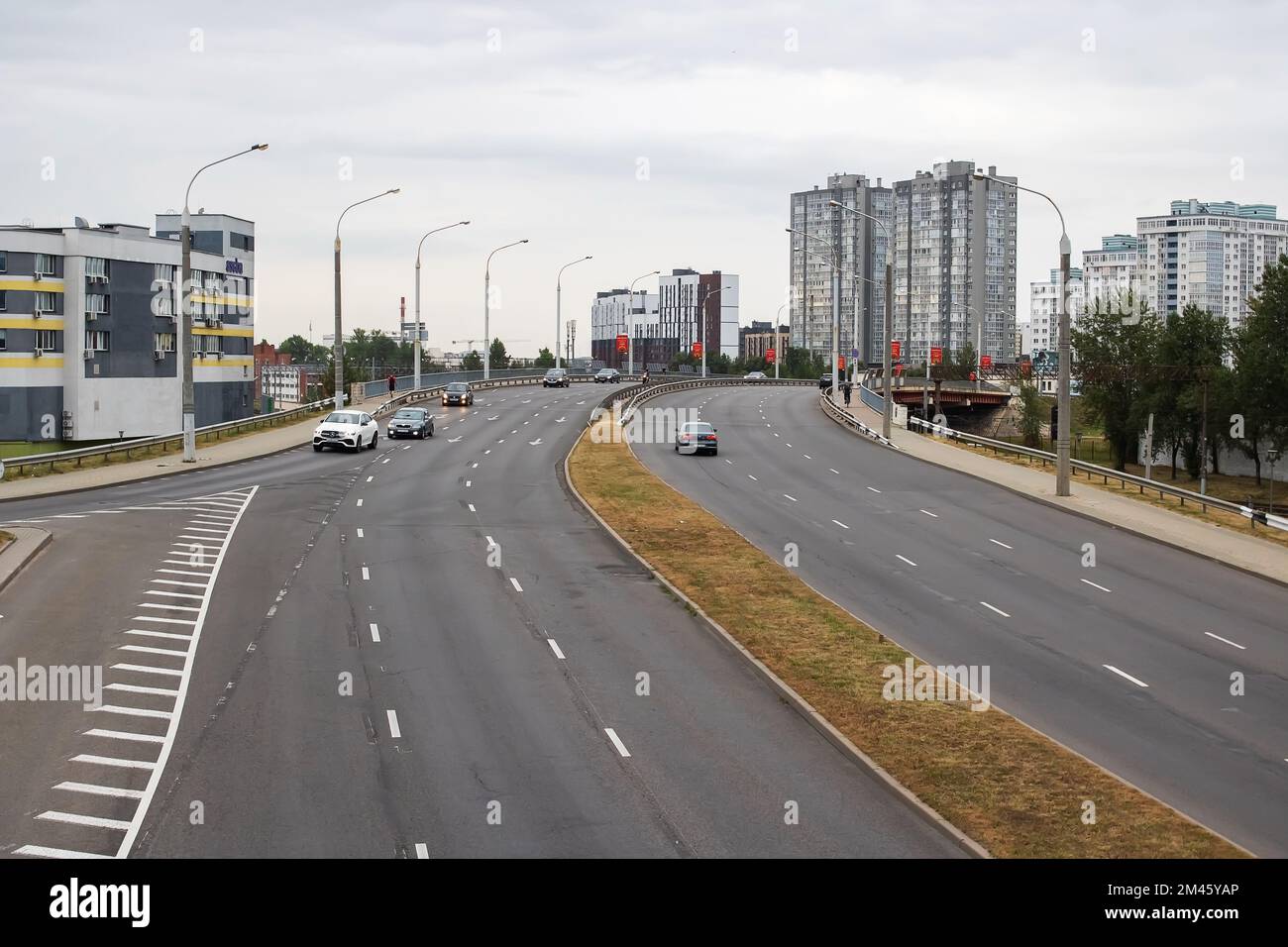 Belarus, Minsk - 21 august, 2022: Big wide road with cars Stock Photo ...