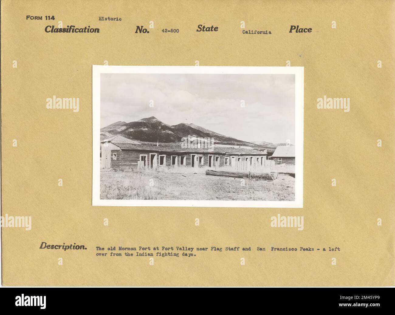 Old Mormon Fort at Fort Valley Near Flag Staff and San Francisco Peaks ...
