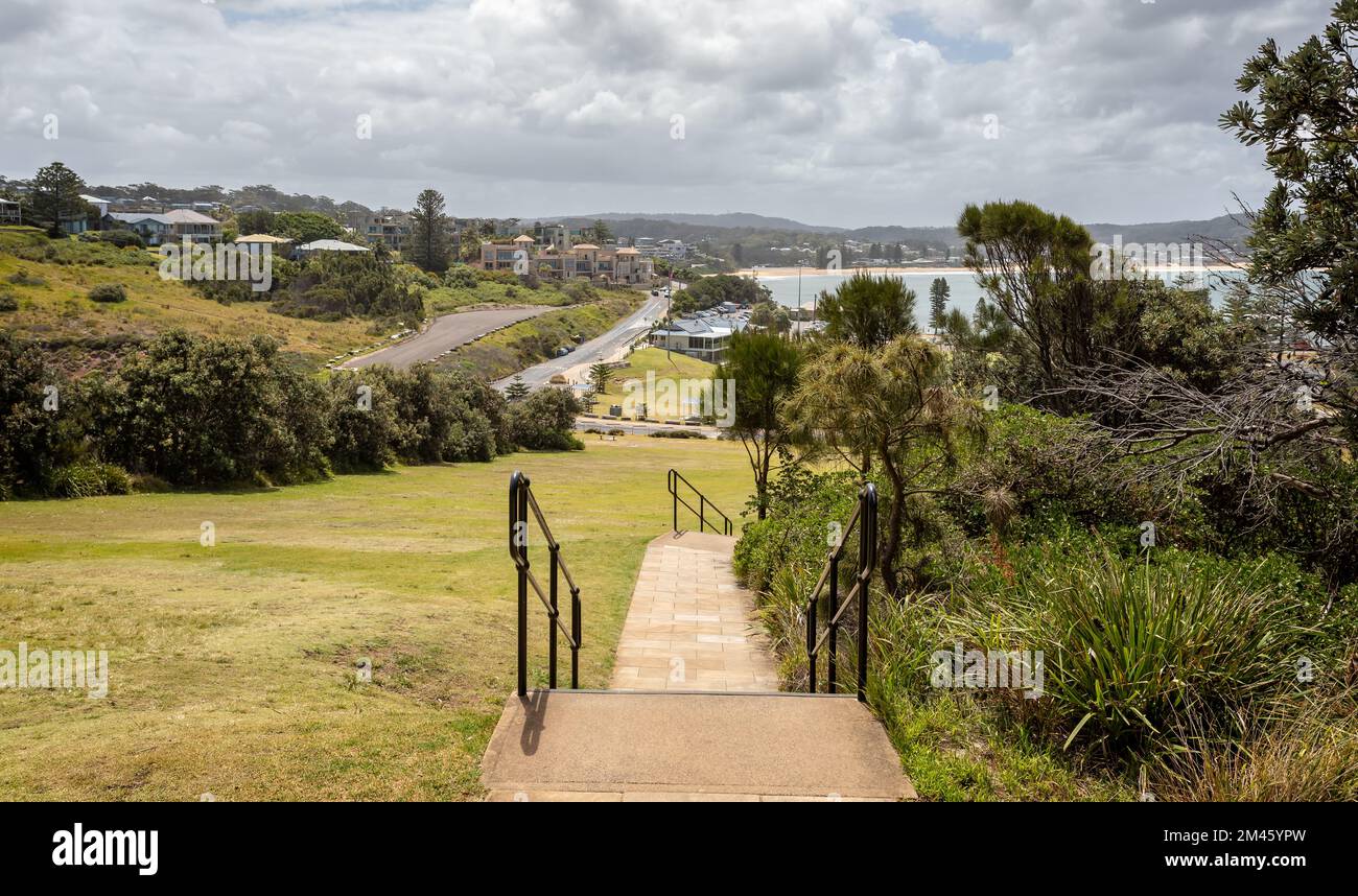 View looking down from the steps leading up to The Skillion viewpoint ...