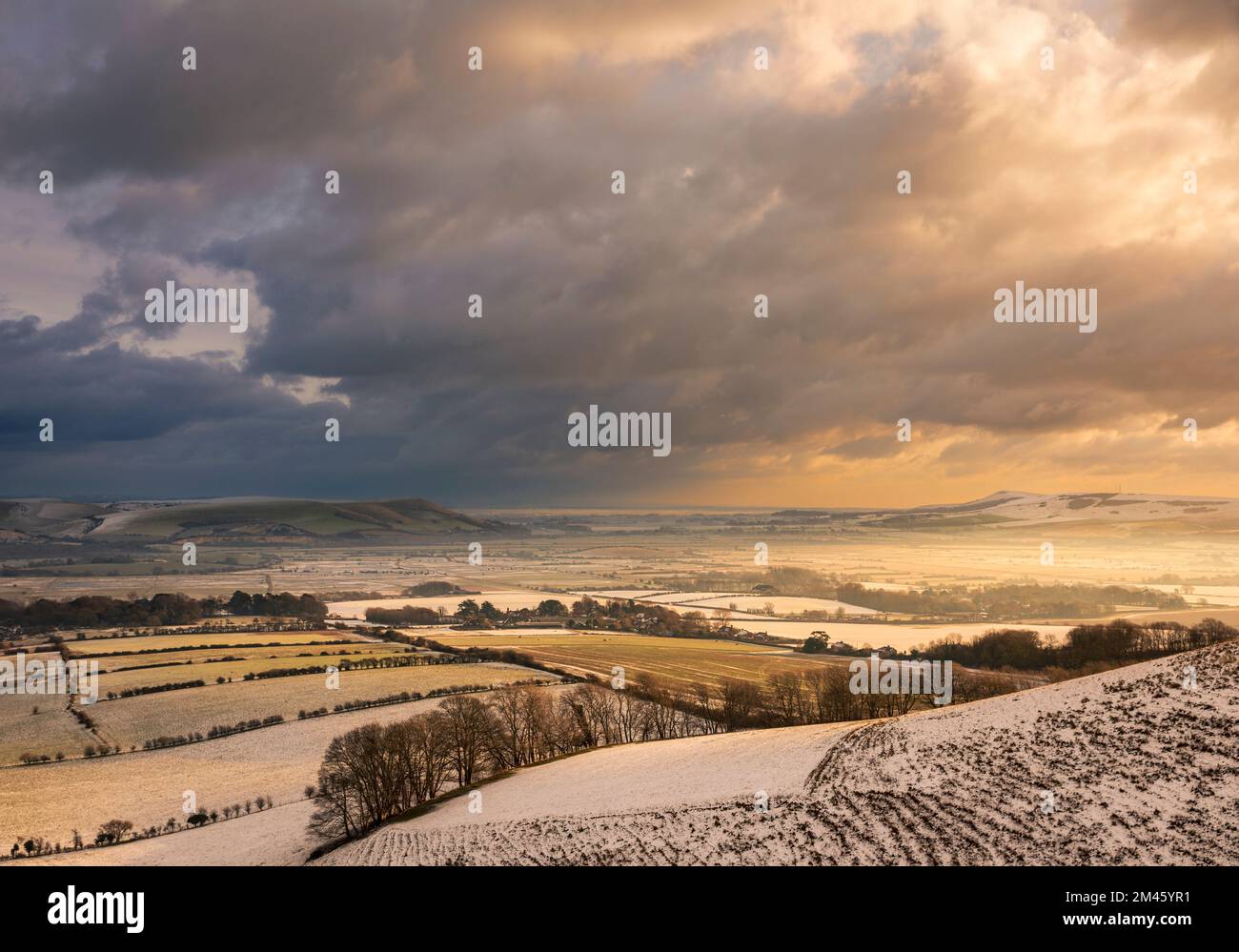 South downs snow covered winter wonderland between mount caburn and ...