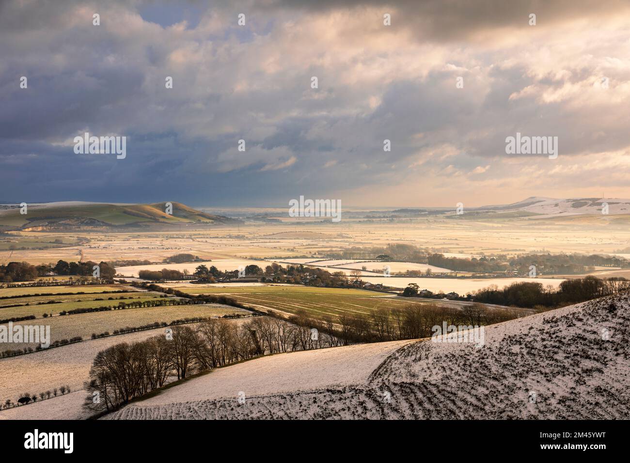 South downs snow covered winter wonderland between mount caburn and ...