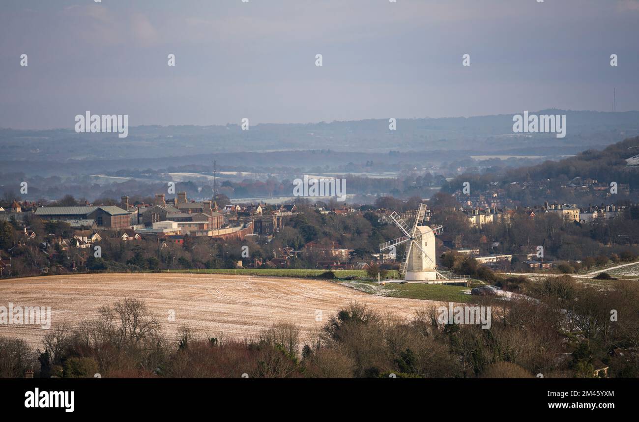 Ashcombe Windmill below Kingston ridge on the south downs east Sussex ...