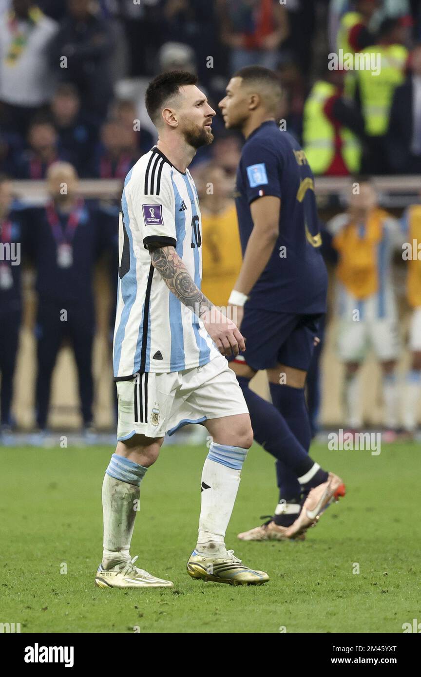 Al Daayen, Qatar - 18/12/2022, Lionel Messi of Argentina, Kylian Mbappe ...