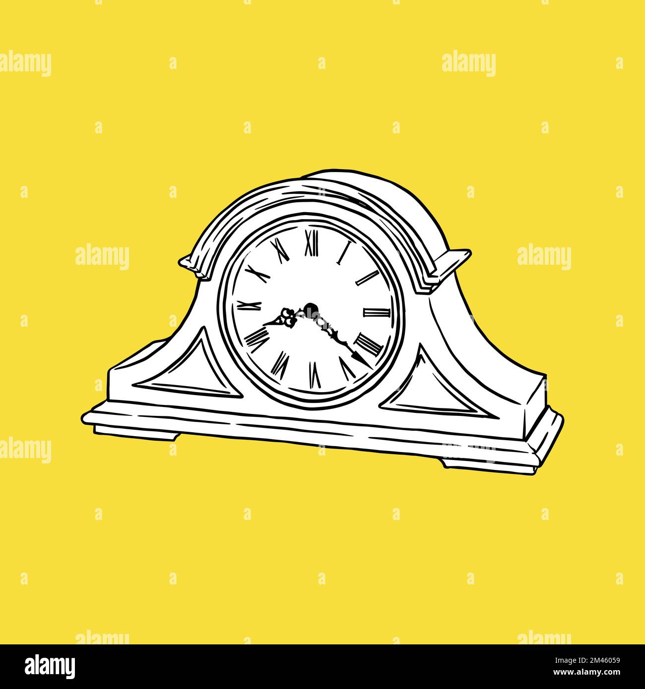 Antique Clock Drawing, Antique, Sketch and Vintage. Vector illustration ...