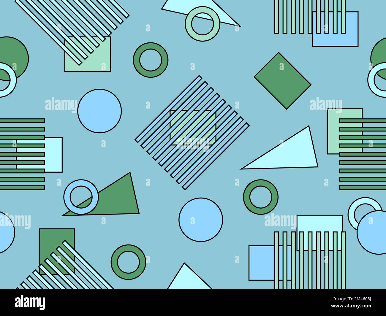 Memphis seamless pattern with geometric shapes in 80s style. Colorful ...