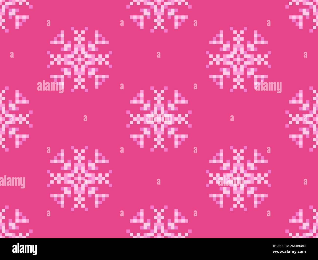 Pixel snowflakes seamless pattern. Christmas winter background in pixel ...