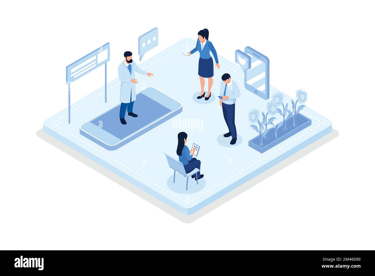 Patients meeting with doctors online, Telemedicine and e-health concept ...