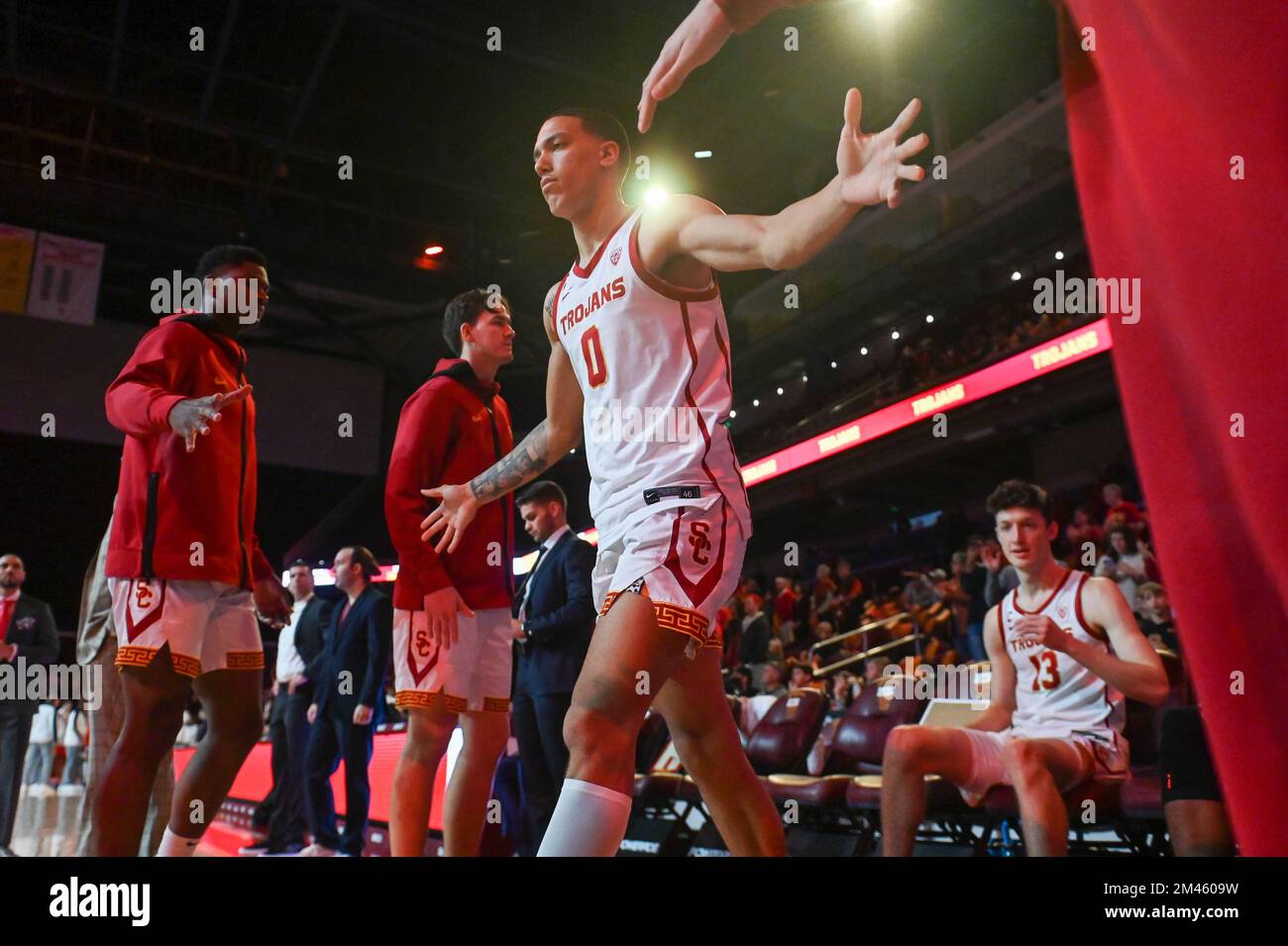 Southern California Trojans forward Kobe Johnson (0) is introduced ...