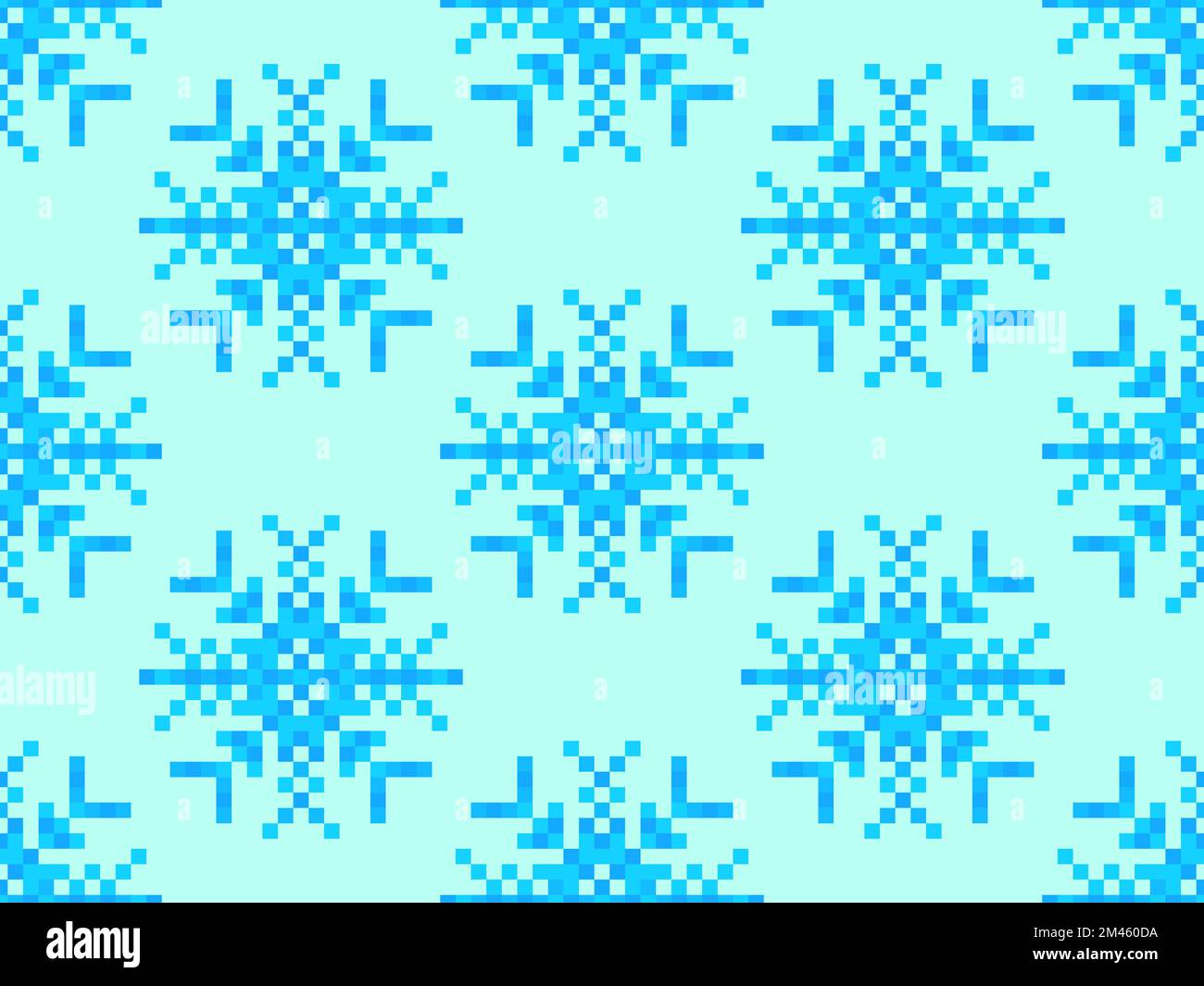 Pixel snowflakes seamless pattern. Christmas winter background in pixel ...