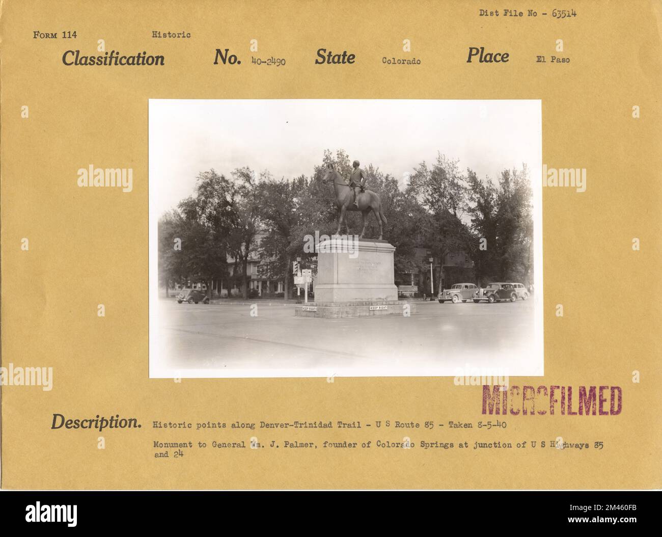 Monument to General William J. Palmer, Founder of Colorado Springs at ...