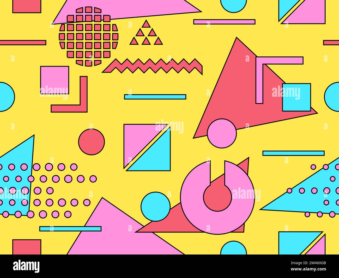 Memphis seamless pattern with geometric shapes in 80s style. Colorful ...