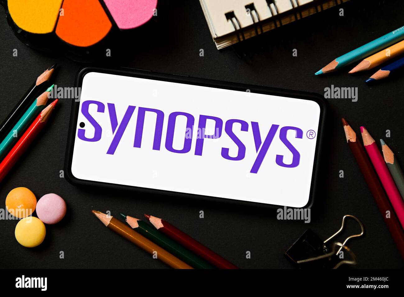 Poland. 17th Dec, 2022. In this photo illustration a Synopsys logo seen displayed on a ...