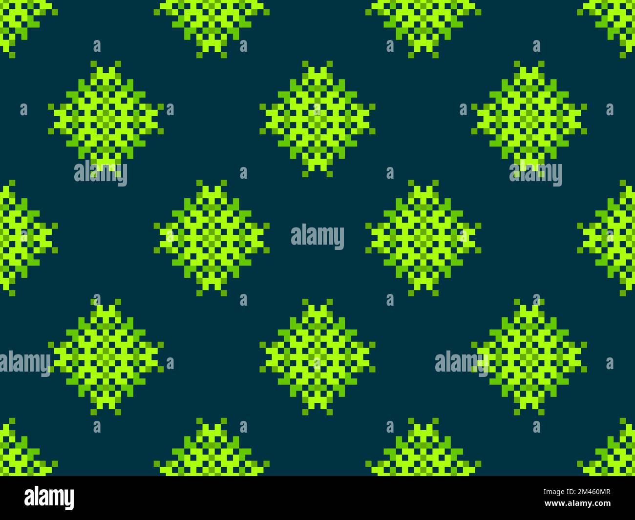 Pixel snowflakes seamless pattern. Christmas winter background in pixel ...