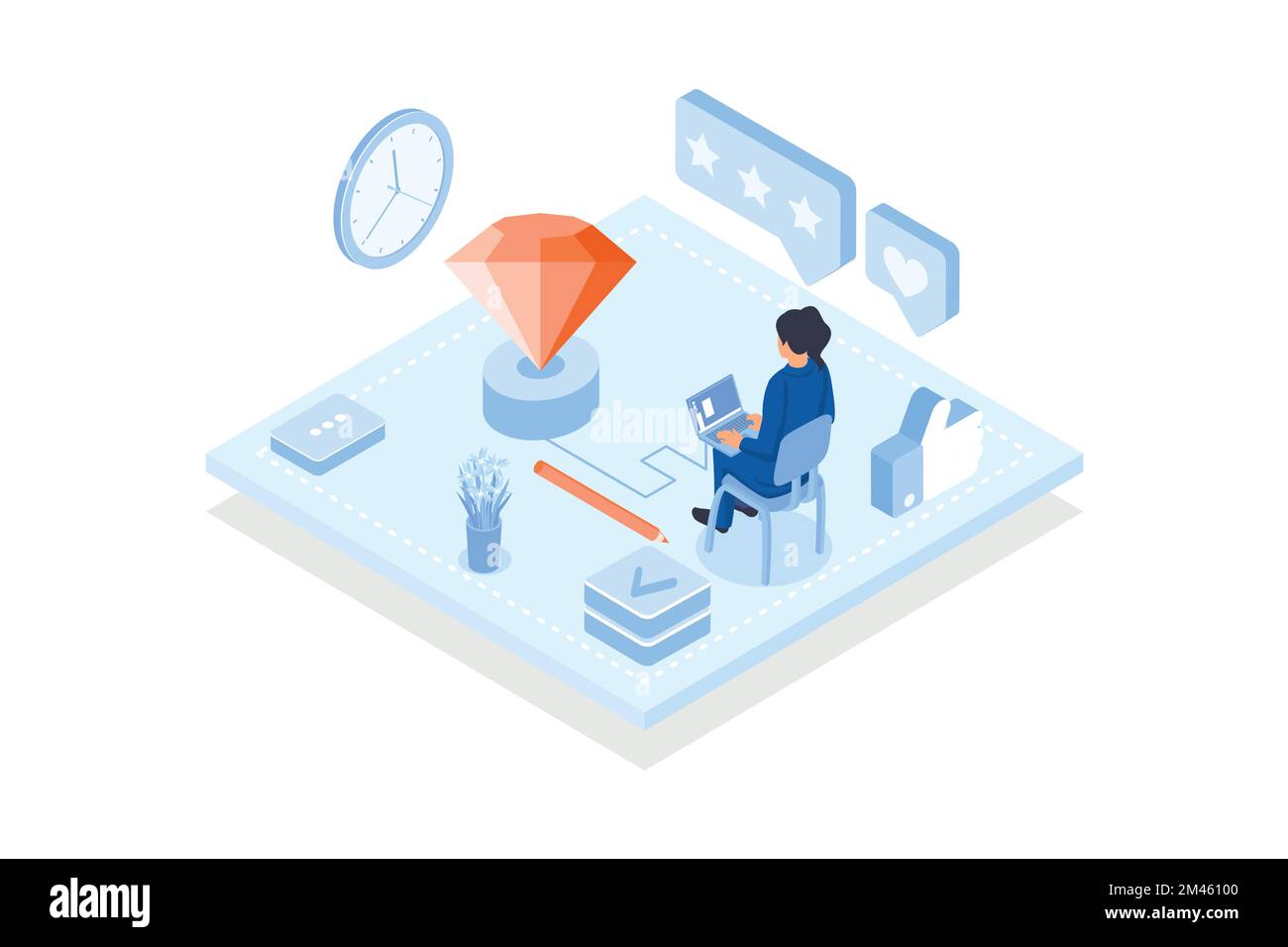 Conceptual Template With Woman Working On Keyboard Connected To