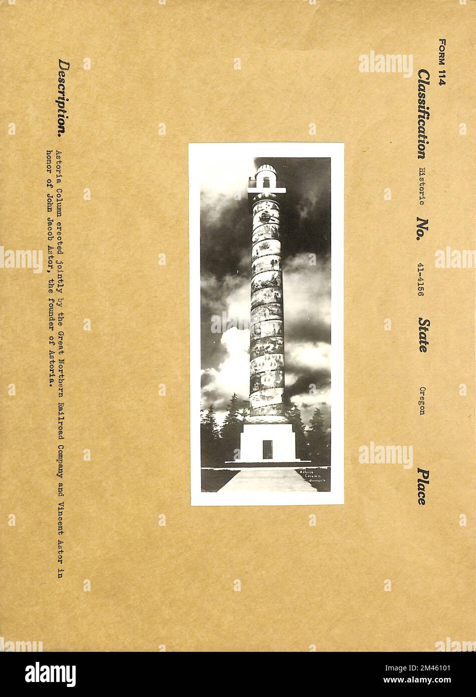 Astoria Column Erected Jointly By the Great Northern Railroad Company ...