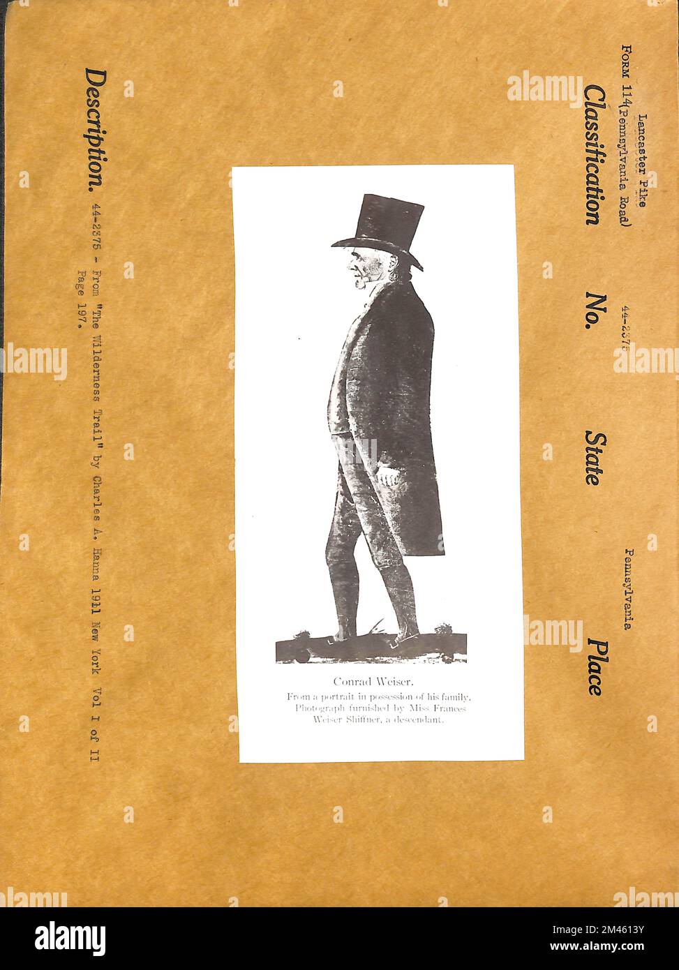 Conrad Weiser. Original caption: From "The Wilderness Trail" by Charles ...