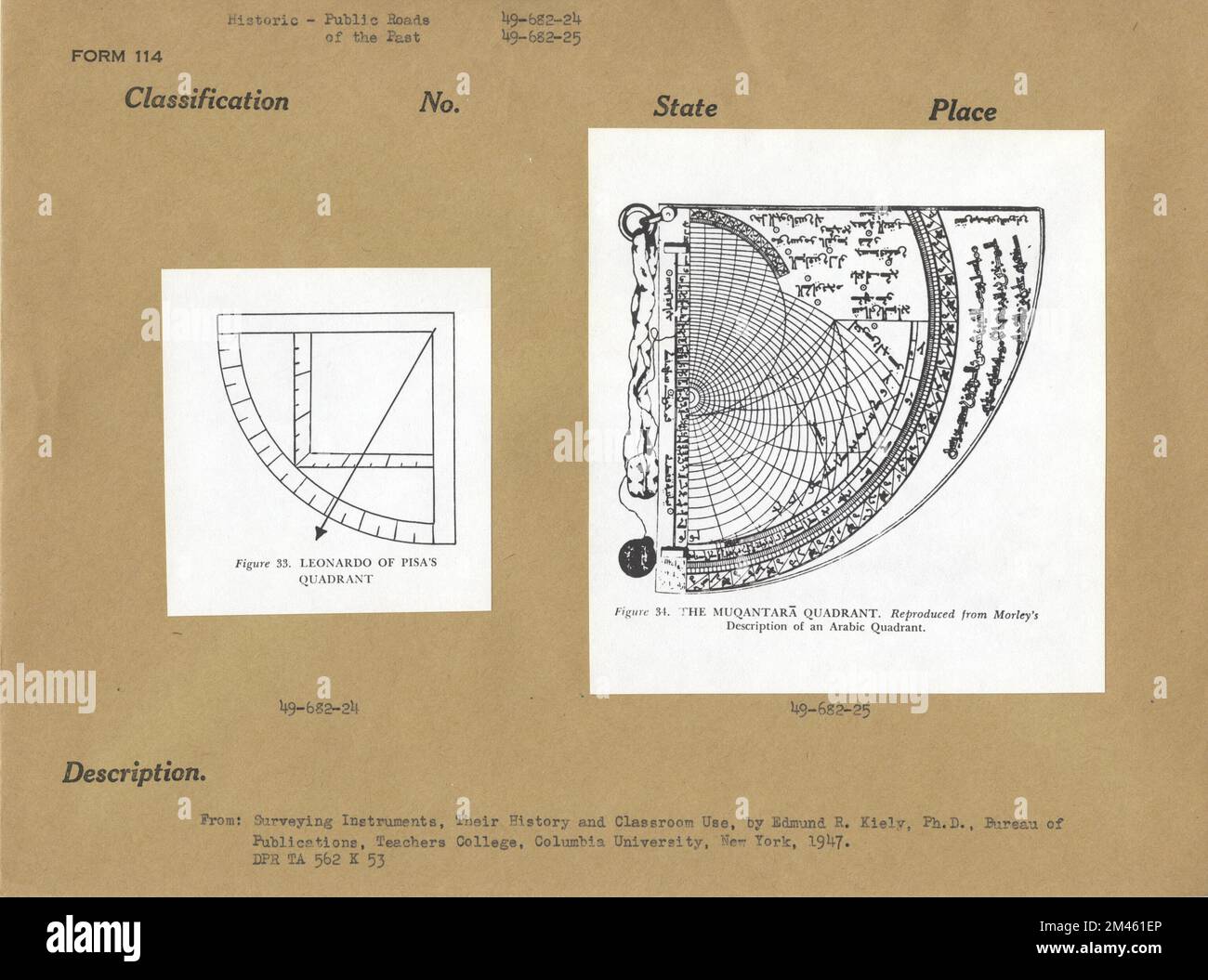 Leonardo of Pisa's Quadrant, Muqantara Quadrant. Original caption: From ...