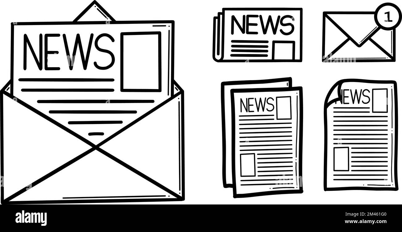 Newsletter line vector icon. Outline email. Envelope with letter vector ...