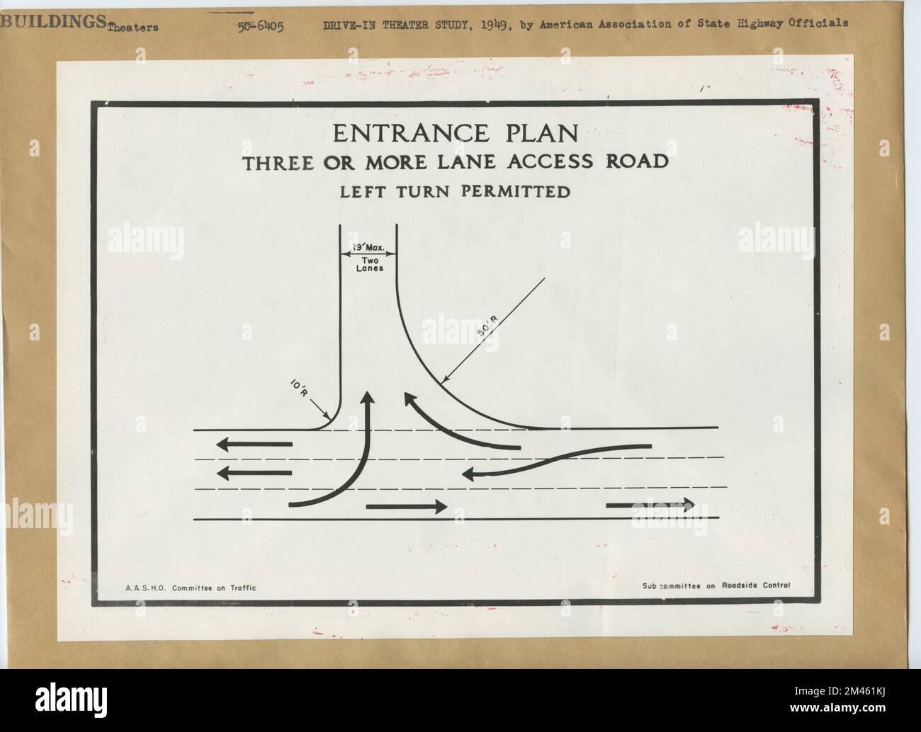 Entrance Plan For Three or More Lane Access Road with Left Turn ...