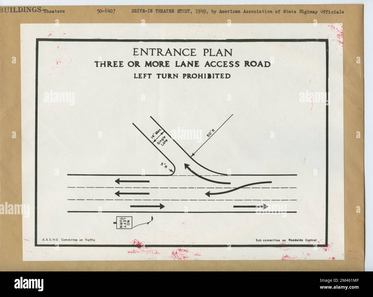 Drawing: Entrance Plan For Three or More Lane Access Road with No Left ...